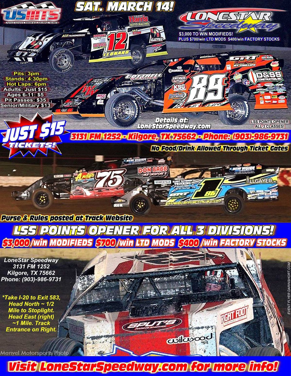Lonestar Speedway opener features $3,000-to-win for USMTS